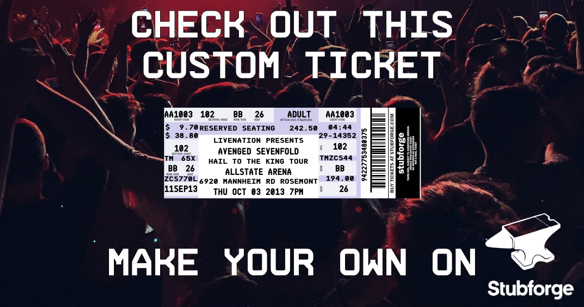 A7X 👉 A custom designed replica ticket that you can buy! - Stubforge.com